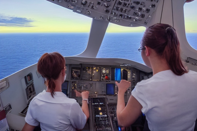 Stable Diffusion prompt: the female captin look outside - PromptHero