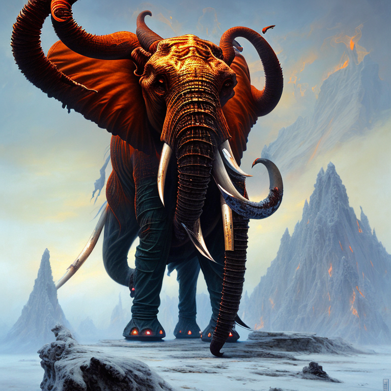 Openjourney prompt: a flaming demonic elephant with - PromptHero