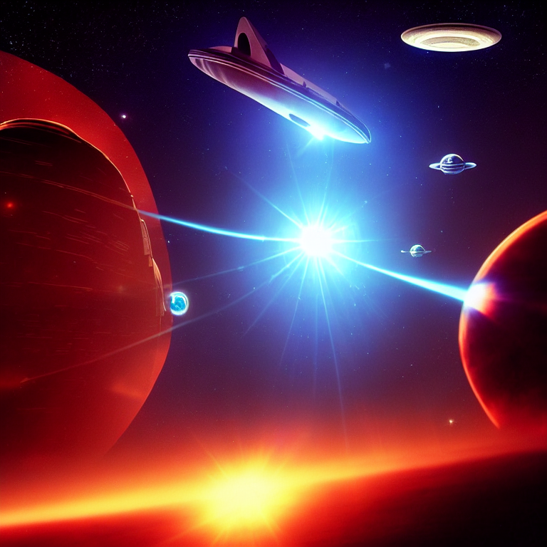 Stable Diffusion prompt: a spaceship flying in the deep - PromptHero