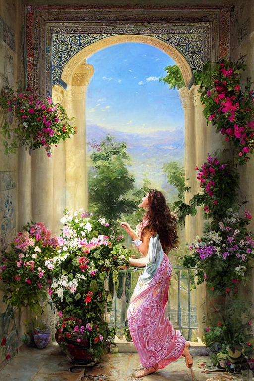 Stable Diffusion prompt: on balcony of ancient Persian - PromptHero