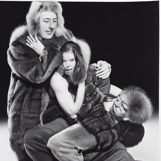 Stable Diffusion prompt: fur coat, woman straddling a - PromptHero