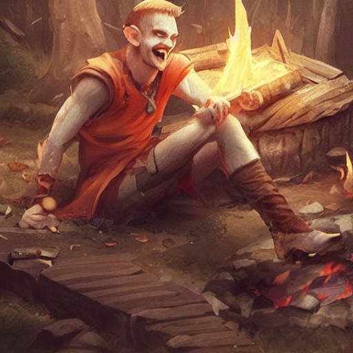 Stable Diffusion prompt: Fantasy male elf sitting by a - PromptHero