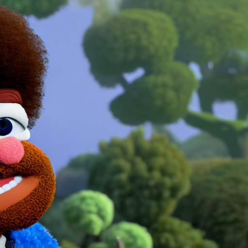 Stable Diffusion prompt: Bob Ross as a muppet, pixar fur, - PromptHero