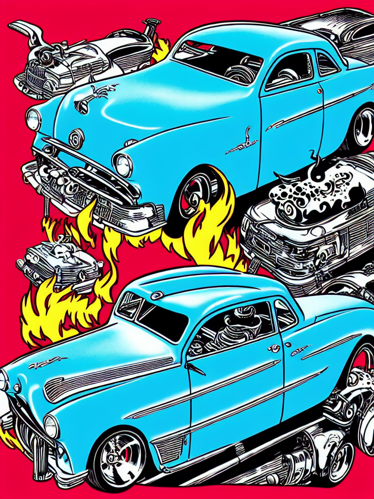 Stable Diffusion prompt: 1950's hot rod blue full car - PromptHero
