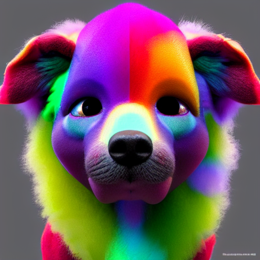 Stable Diffusion prompt: very cute fluffy rainbow dog, - PromptHero