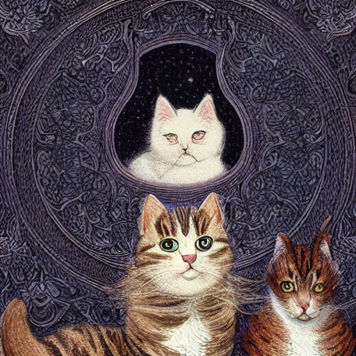 Stable Diffusion prompt: 3 cats in the sky, digital art, - PromptHero