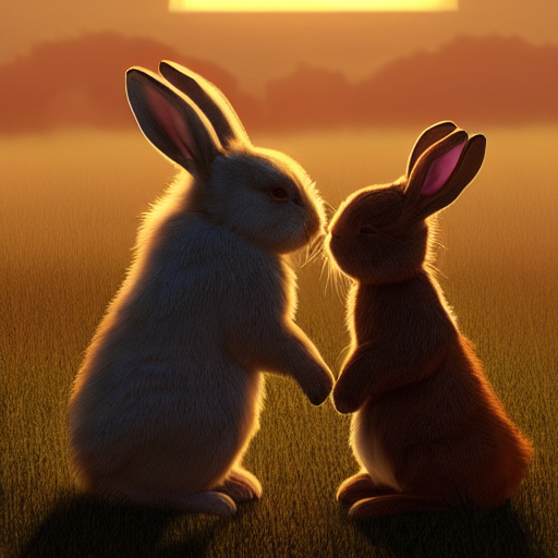 Stable Diffusion prompt: photo of two bunnies hugging, - PromptHero