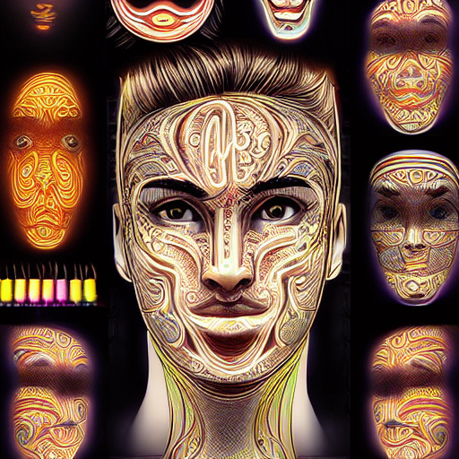 Stable Diffusion prompt: Neon Signs in Face Design | - PromptHero