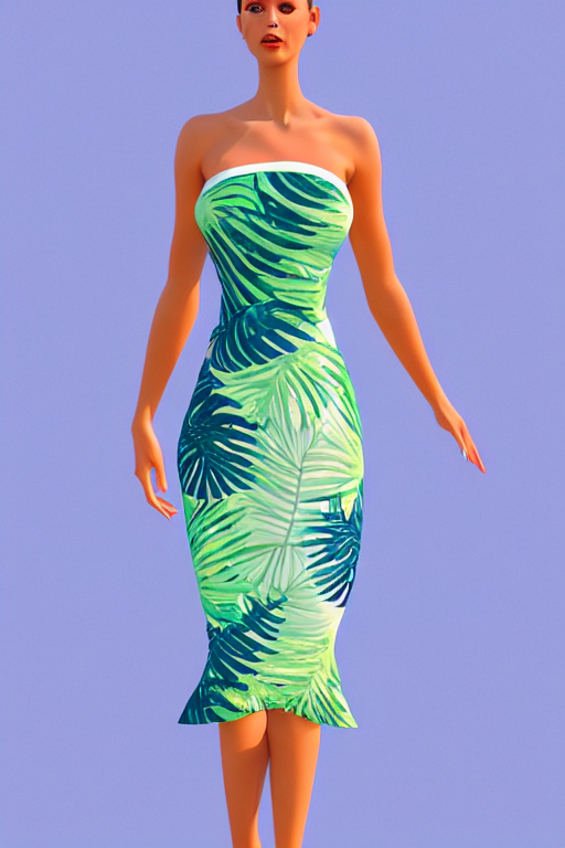 Stable Diffusion prompt: chic strapless dress, tropical - PromptHero