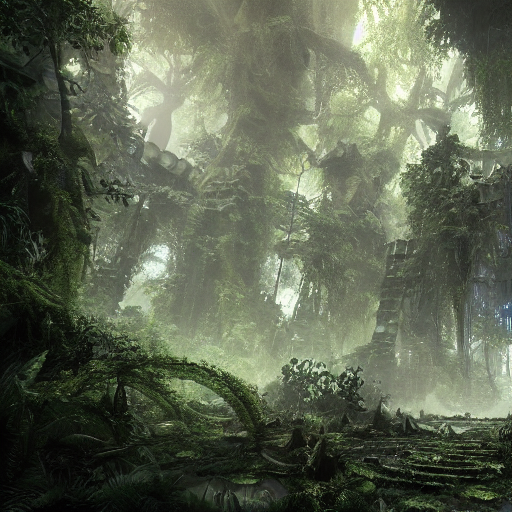 Stable Diffusion prompt: Phase-Space Astral Jungle, Lost - PromptHero