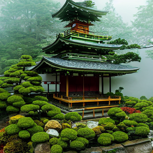 Stable Diffusion prompt: japanese style shrine on top of - PromptHero