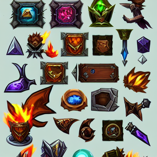 Stable Diffusion prompt: video games icons, 2d icons, rpg - PromptHero