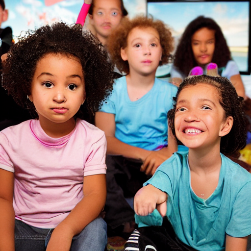 Stable Diffusion prompt: A mixed-race group of kids sit - PromptHero