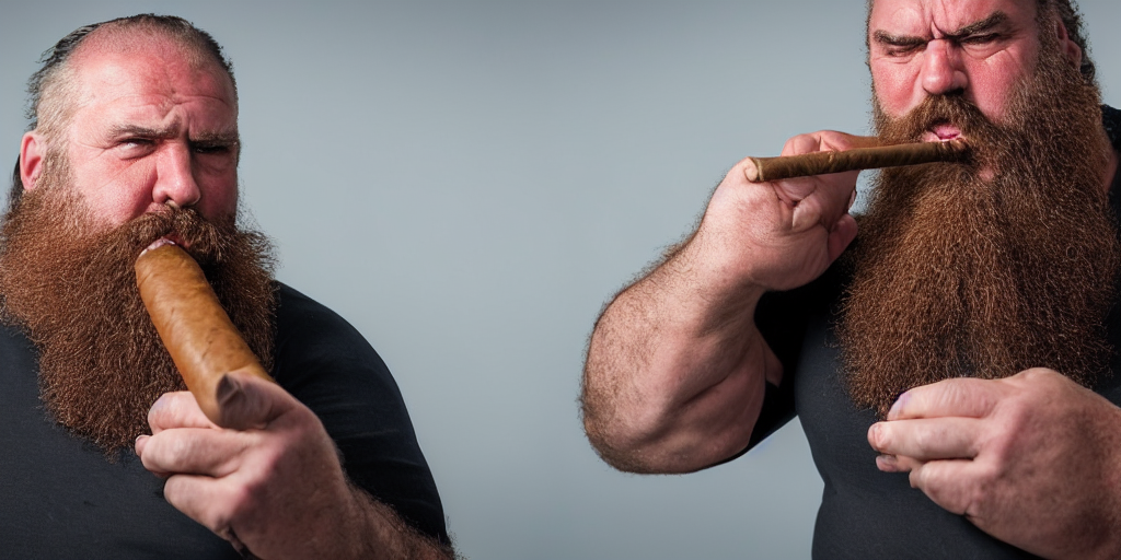 Stable Diffusion prompt: big burly man, he has a big - PromptHero