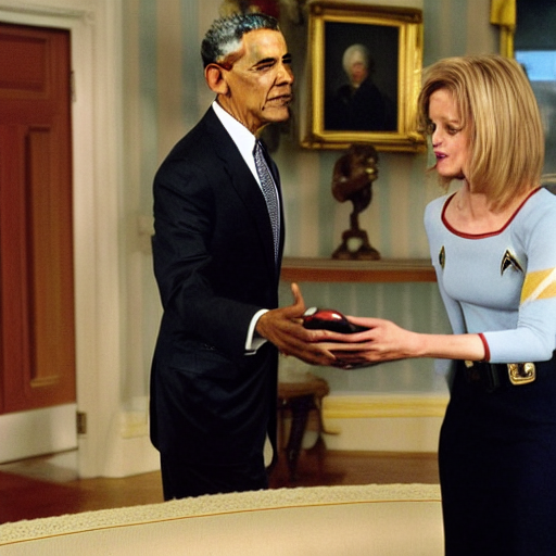 Stable Diffusion prompt: Obama and actress from Star Trek - PromptHero