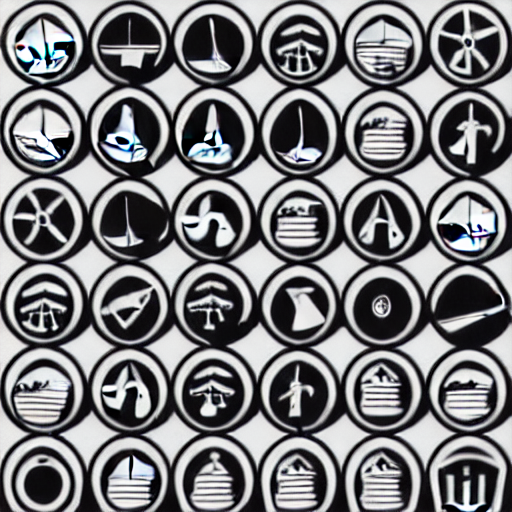 Stable Diffusion prompt: black and white icons for a boat - PromptHero
