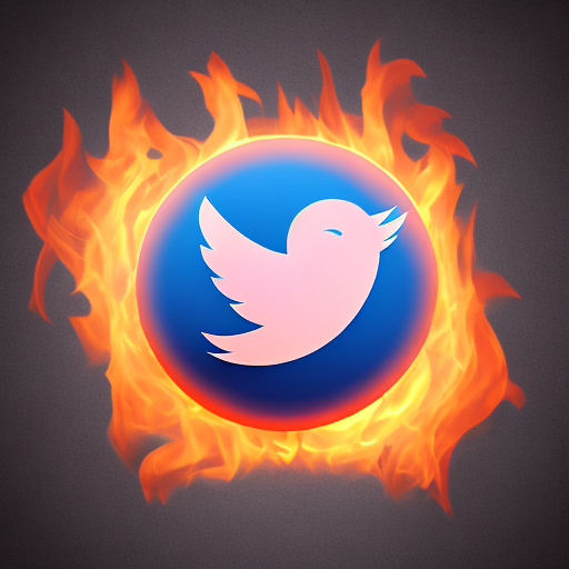 Openjourney prompt: Burning Twitter logo set on fire - PromptHero