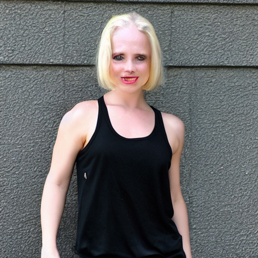 Stable Diffusion prompt: blonde hair , black tank top, - PromptHero