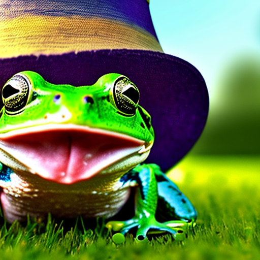 Openjourney prompt: frog, green, a bit of reality, on a - PromptHero