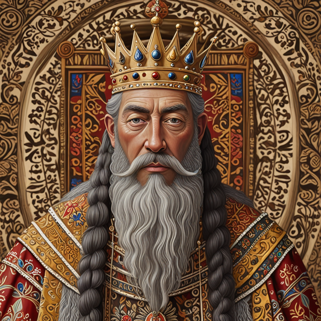 AI generated image for quoate 'a Folk art image of a king, painting ...