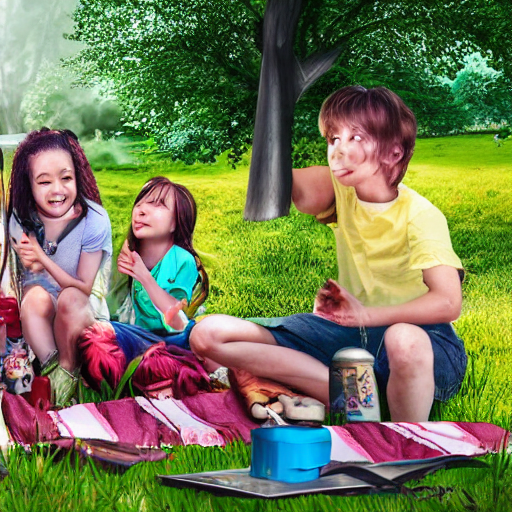 Stable Diffusion prompt: a group of friend with kids, BBQ - PromptHero