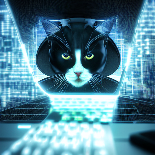 Stable Diffusion prompt: cat, hacking, night, cyberpunk, - PromptHero