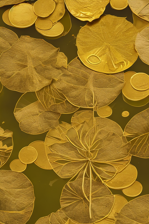 Openjourney prompt: A lotus is covered with gold coins, - PromptHero