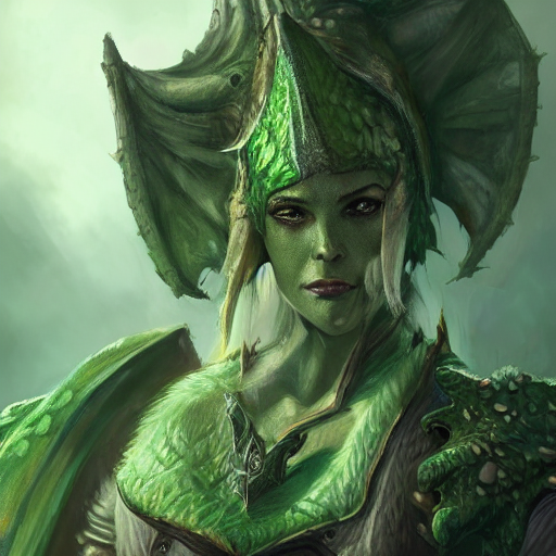 Stable Diffusion prompt: Green dragonborn, portrait, dnd, - PromptHero