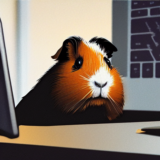 Stable Diffusion prompt: guinea pig programmer at a - PromptHero