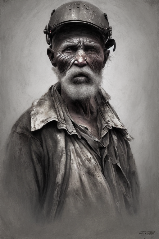 Openjourney prompt: a portrait of an old coal miner in - PromptHero