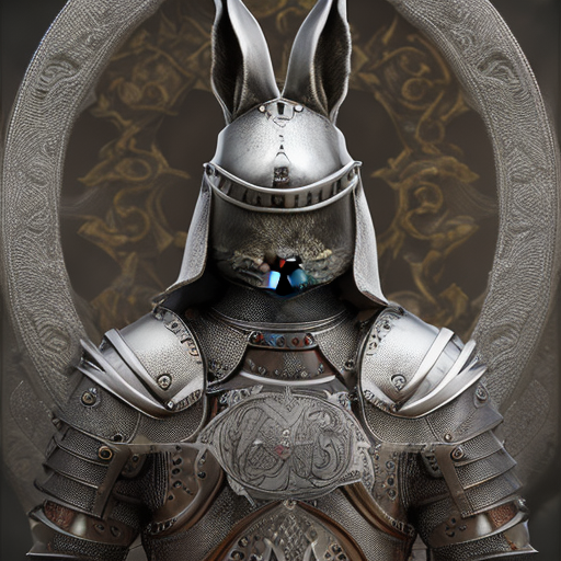 Openjourney prompt: kneeling rabbit knight portrait, - PromptHero