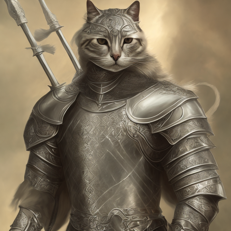 Openjourney prompt: kneeling cat knight, portrait, finely - PromptHero
