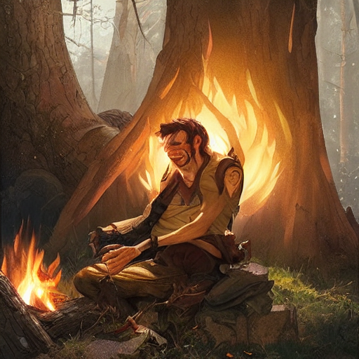 Stable Diffusion prompt: Fantasy male elf sitting by a - PromptHero