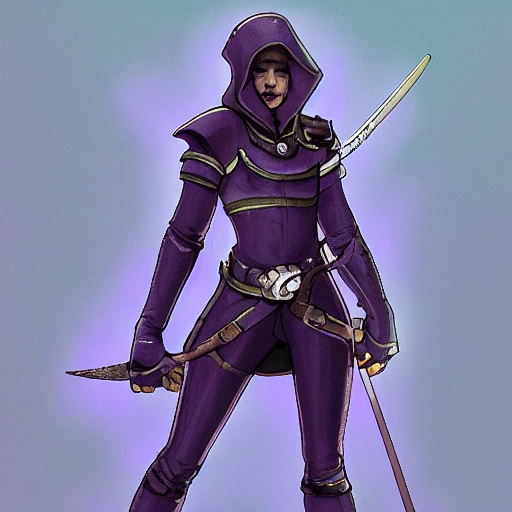 Stable Diffusion prompt: a dnd thief, skintight violet - PromptHero
