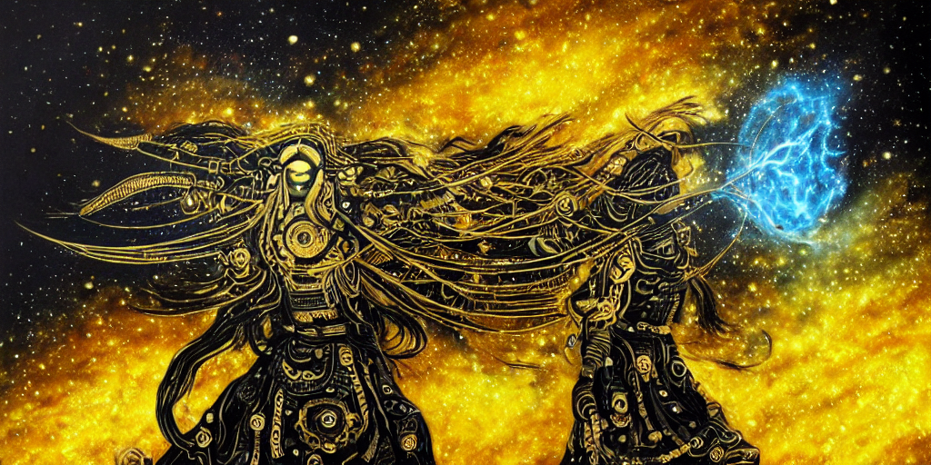 Stable Diffusion prompt: technological shaman warrior, - PromptHero