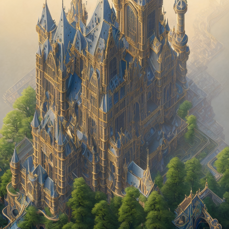 Openjourney prompt: An art nouveau castle with elegant - PromptHero