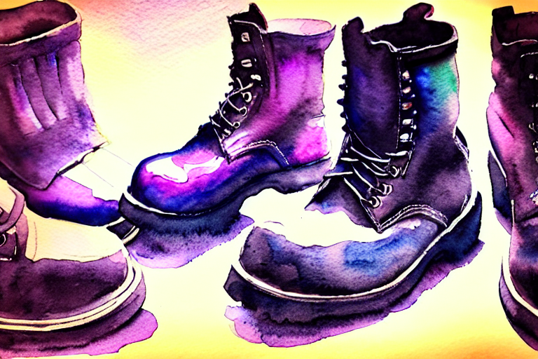 Stable Diffusion prompt: new work boots next to old work - PromptHero