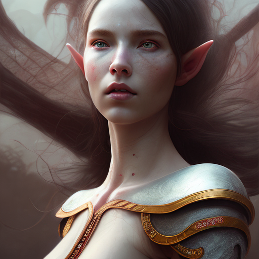 Openjourney prompt: elf, red eyes, black hairs, portrait, - PromptHero