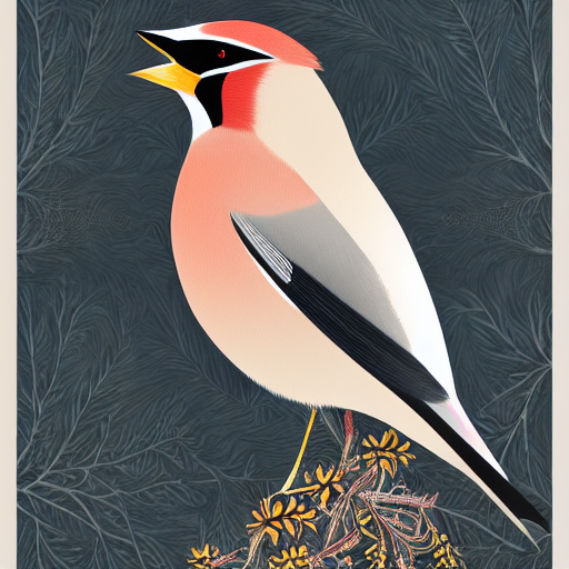 Stable Diffusion prompt: ethereal Bohemian Waxwing bird, - PromptHero
