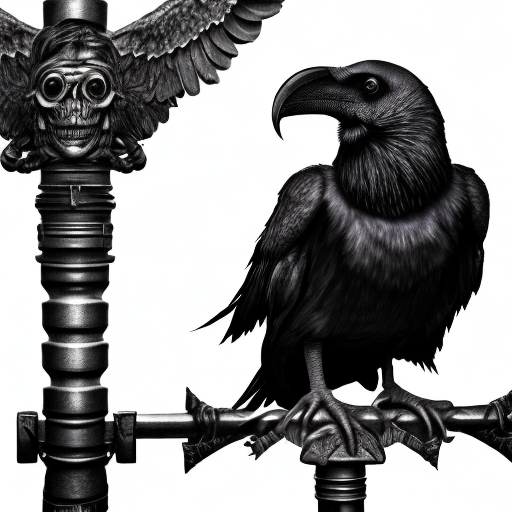 Openjourney prompt: undead raven sitting on a pole, dark - PromptHero