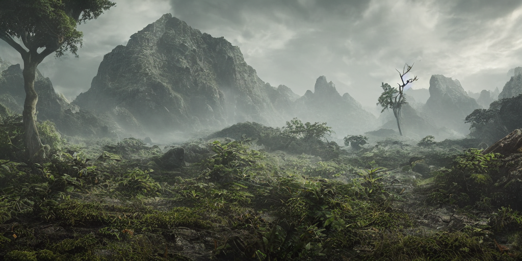 Stable Diffusion prompt: lost world landscape, cinematic, - PromptHero