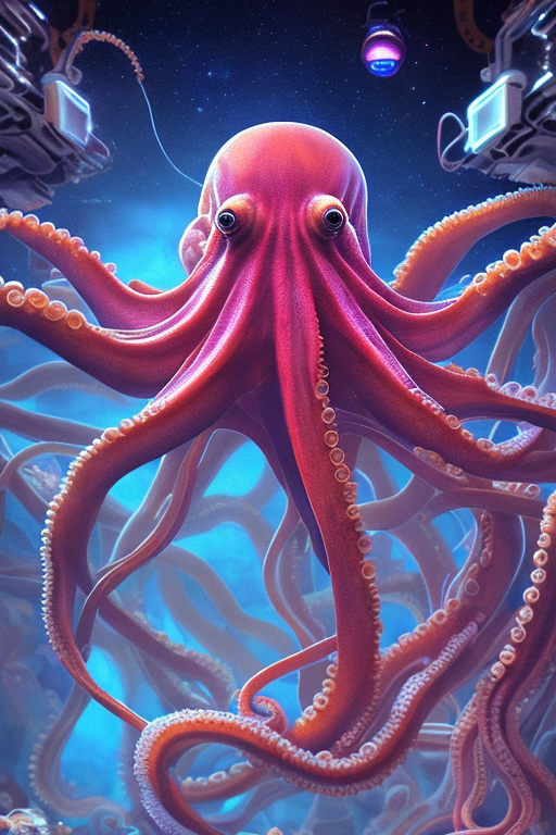 Openjourney prompt: cool octopus in space playing music - PromptHero