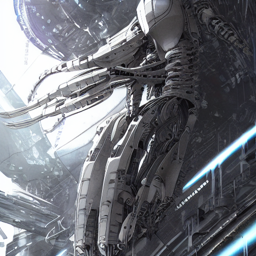 Stable Diffusion prompt: humanoid mech, spaceship inside, - PromptHero