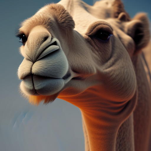 Openjourney prompt: Camel, cute symmetric head, strong - PromptHero