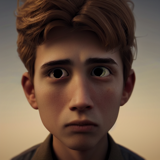 Stable Diffusion prompt: A sad boy close-up portrait , - PromptHero