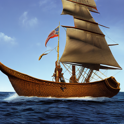 Openjourney prompt: Viking ship, longship, oars, one mast - PromptHero