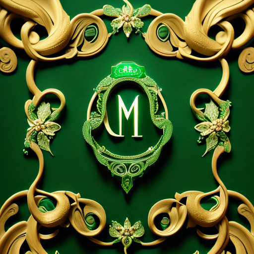 Openjourney prompt: emerald letter "M" with ornate floral - PromptHero