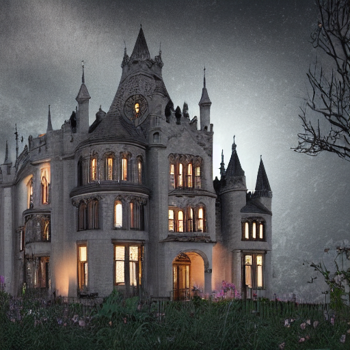 Stable Diffusion prompt: big old gothic house, grey - PromptHero
