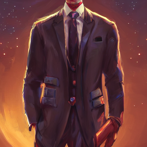 Stable Diffusion prompt: A man in a suit with the face of - PromptHero