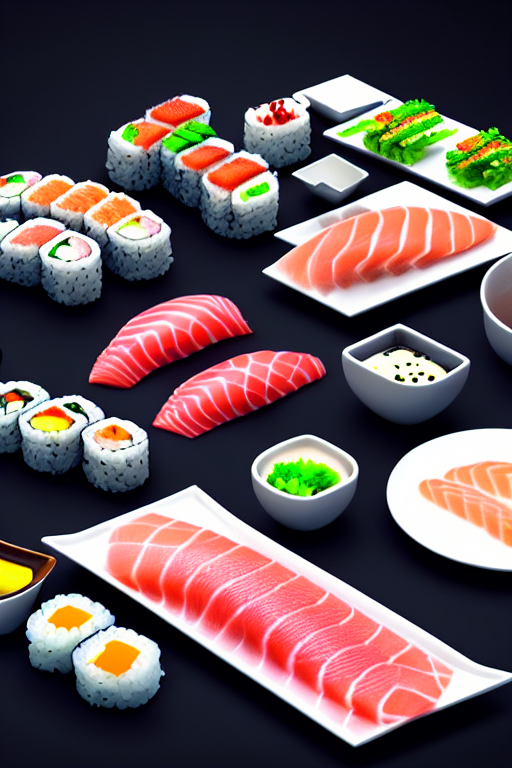 Stable Diffusion prompt: sushi on a table, sashimi, food, - PromptHero
